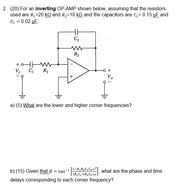 Solved For an inverting OP-AMP shown below, assuming that | Chegg.com