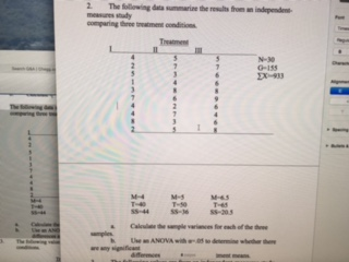 Solved a. calculate the sample variance for each of the 3 | Chegg.com