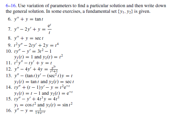 Solved Use Variation Of Parameters To Find A Particular