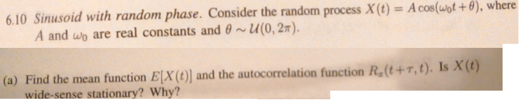 Solved Sinusoid with random phase. Consider the random | Chegg.com