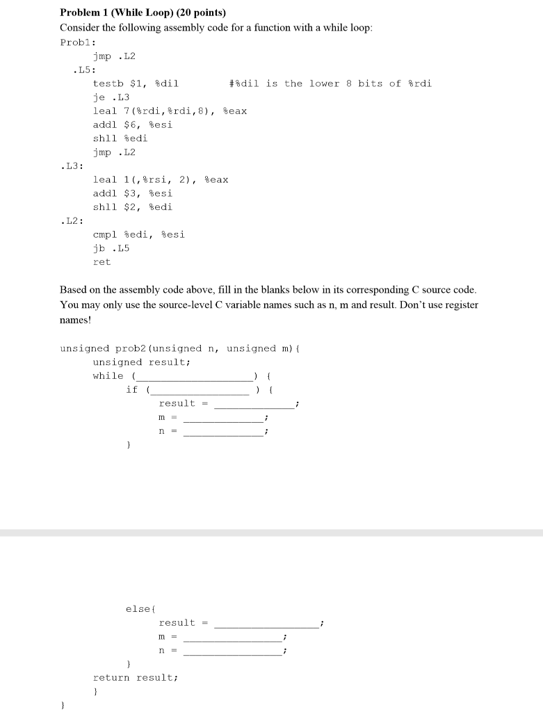 Solved Problem 1 (While Loop) (20 points) Consider the | Chegg.com