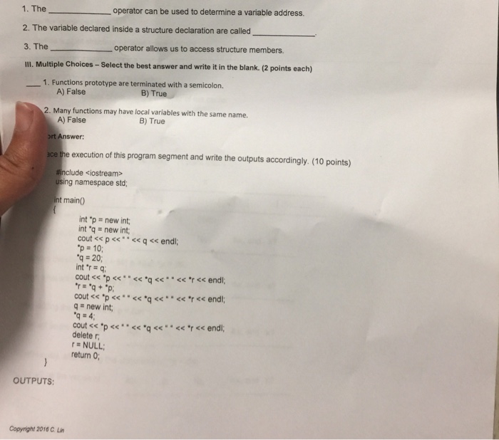 Solved The _ operator can be used to determine a variable | Chegg.com