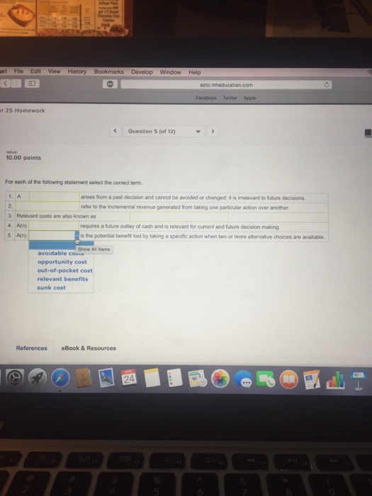 Solved For each of the following statement select the | Chegg.com