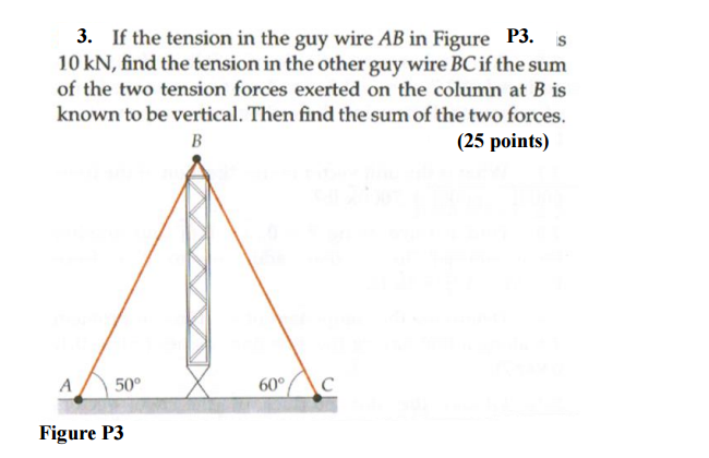 Solved if the tension in guy wire AB in the figure below is | Chegg.com