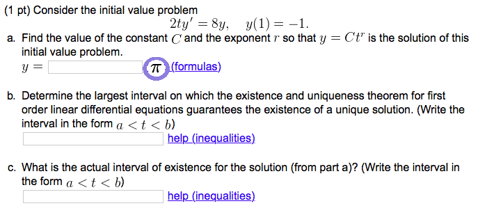 Consider the initial value problem 2ty'=8y, y(1) = | Chegg.com