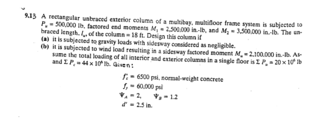 Solved A rectangular unbraced exterior column of a multibay, | Chegg.com