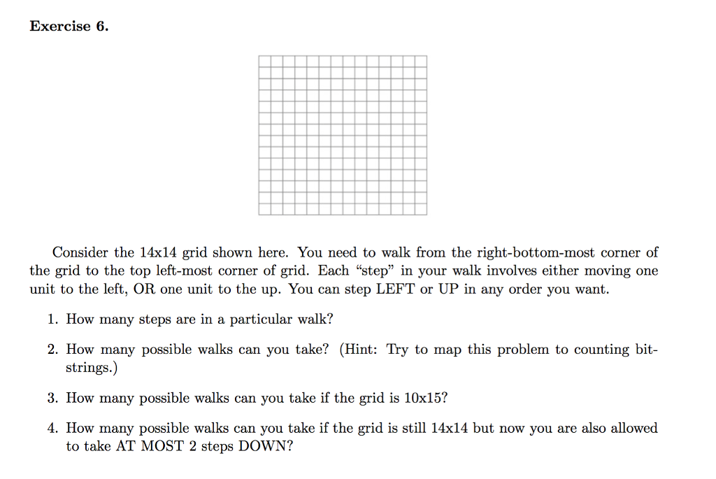 Exercise 6 Consider the 14x14 grid shown here. You | Chegg.com