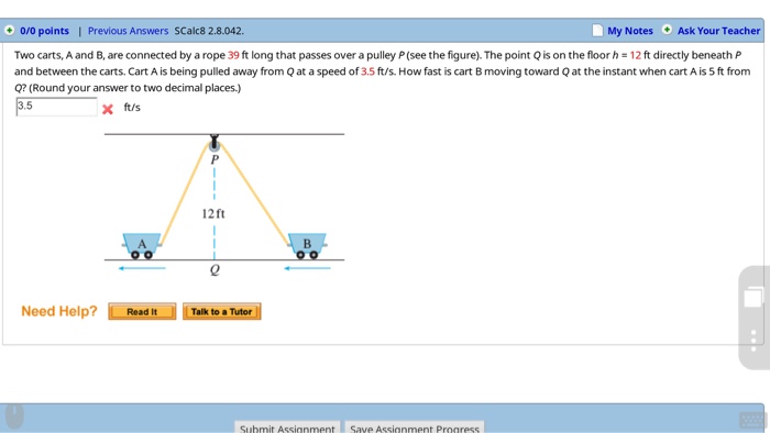 Solved Two carts, A and B, are connected by a rope 39 ft | Chegg.com