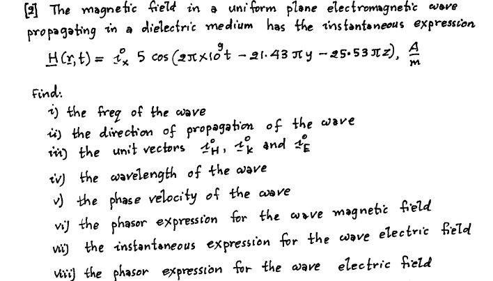 The magnetic field in a uniform plane electromagnetic | Chegg.com