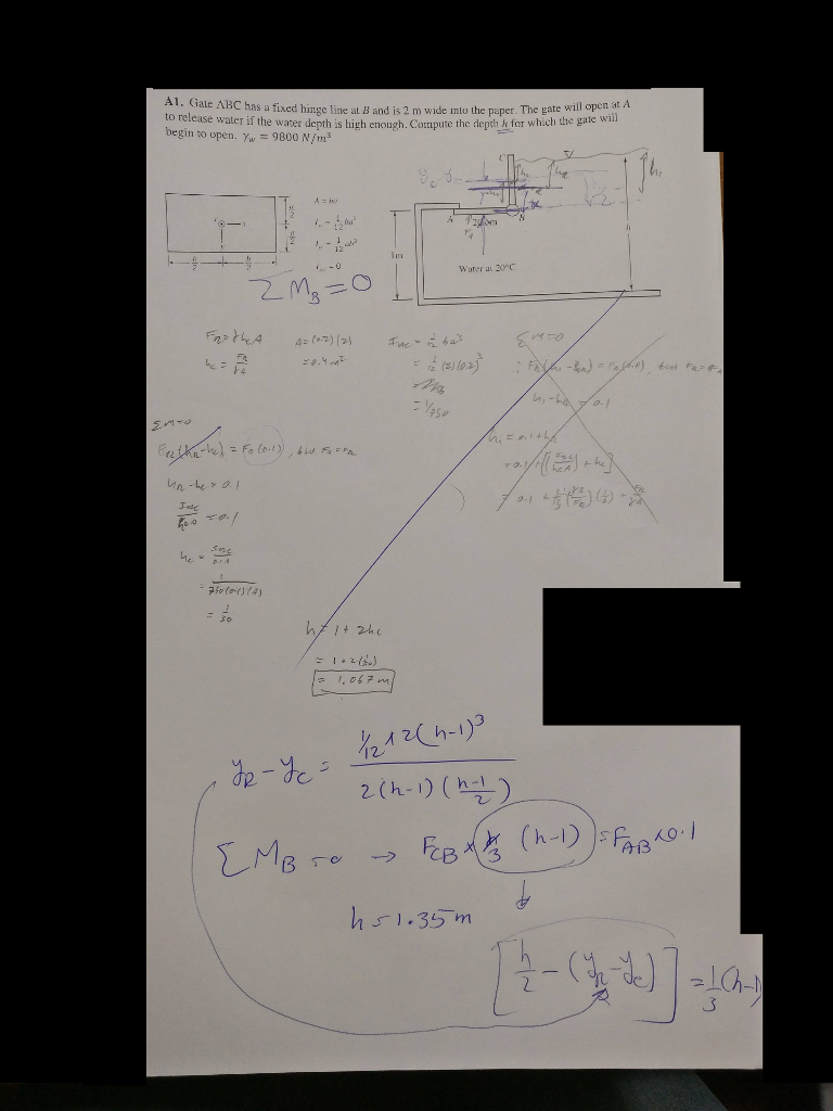 Solved Al. G ate ABC has a fixed hinge line at B and is 2 m | Chegg.com