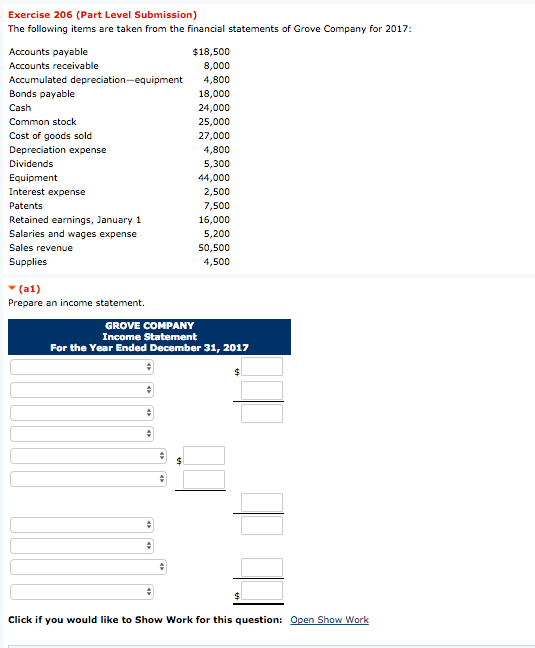 Solved Exercise 206 (Part Level Submission) The following | Chegg.com