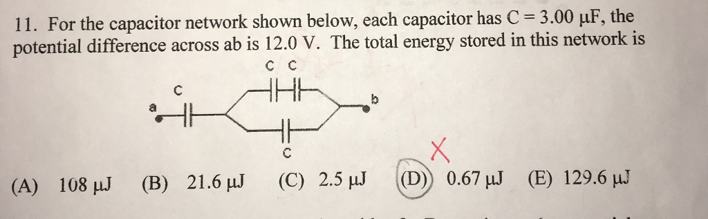 Solved 11. For the capacitor network shown below, each | Chegg.com