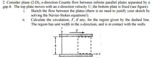 Solved consider plane (2-D), X-direction Couette flow | Chegg.com