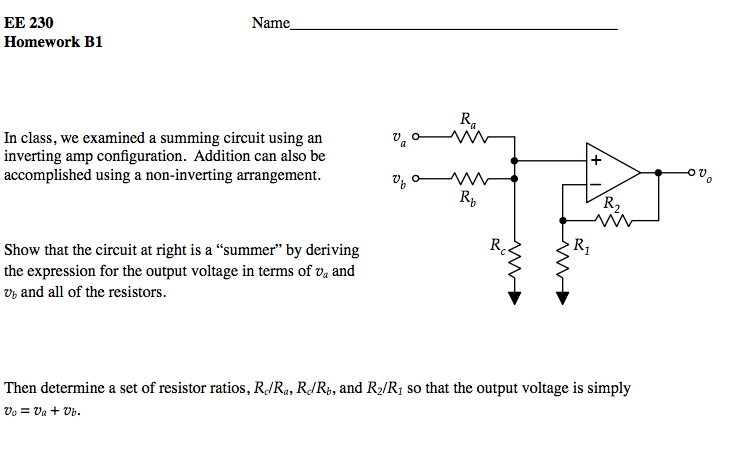 Solved EE 230 Homework B1 Name Ra In class, we examined a | Chegg.com