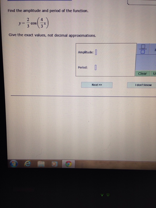 Solved y = 2/3 cos(4/3 x) Give the exact values, not decimal | Chegg.com