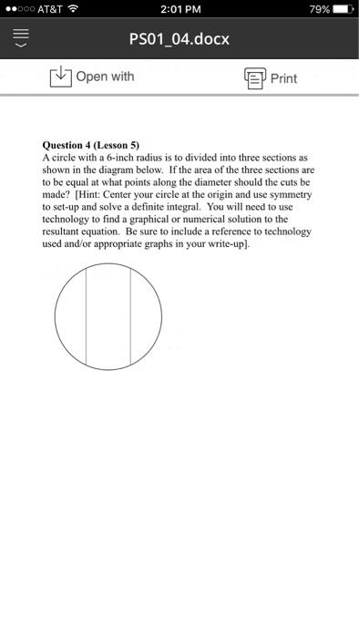 Solved A circle with a 6-inch radius is to divided into | Chegg.com