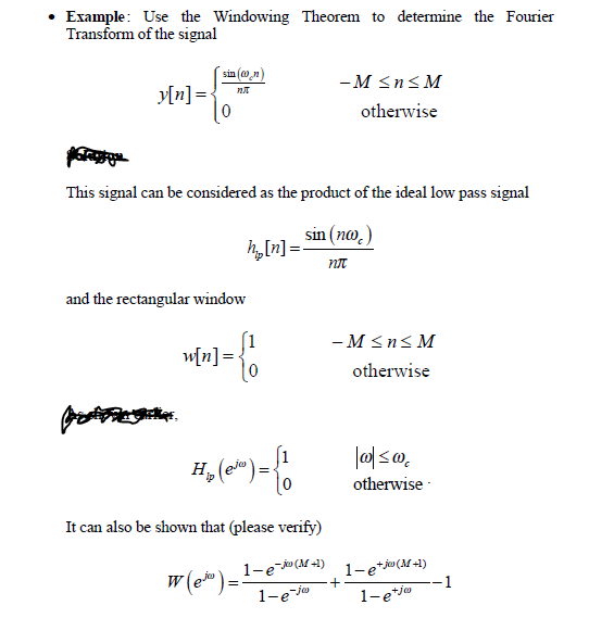 Solved Use the Windowing Theorem to determine the Fourier | Chegg.com