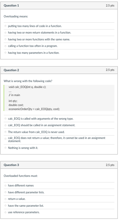 Solved Question 1 25 Pts Overloading Means Putting Too 0697