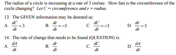 Solved The radius of a circle is increasing at a rate of 3 | Chegg.com