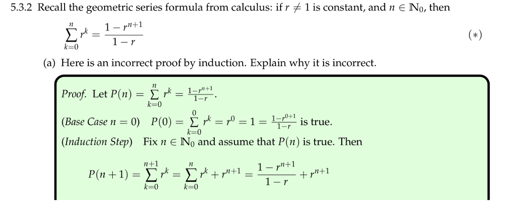 Solved 5.3.2 Recall the geometric series formula from | Chegg.com