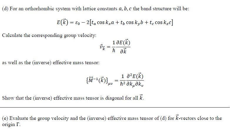 Solved (d) For an orthorhombic system with lattice constants | Chegg.com