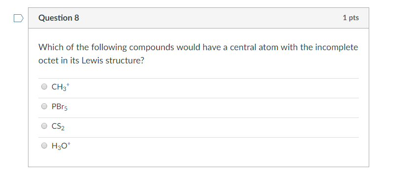 Solved Which of the following compounds would have a central | Chegg.com