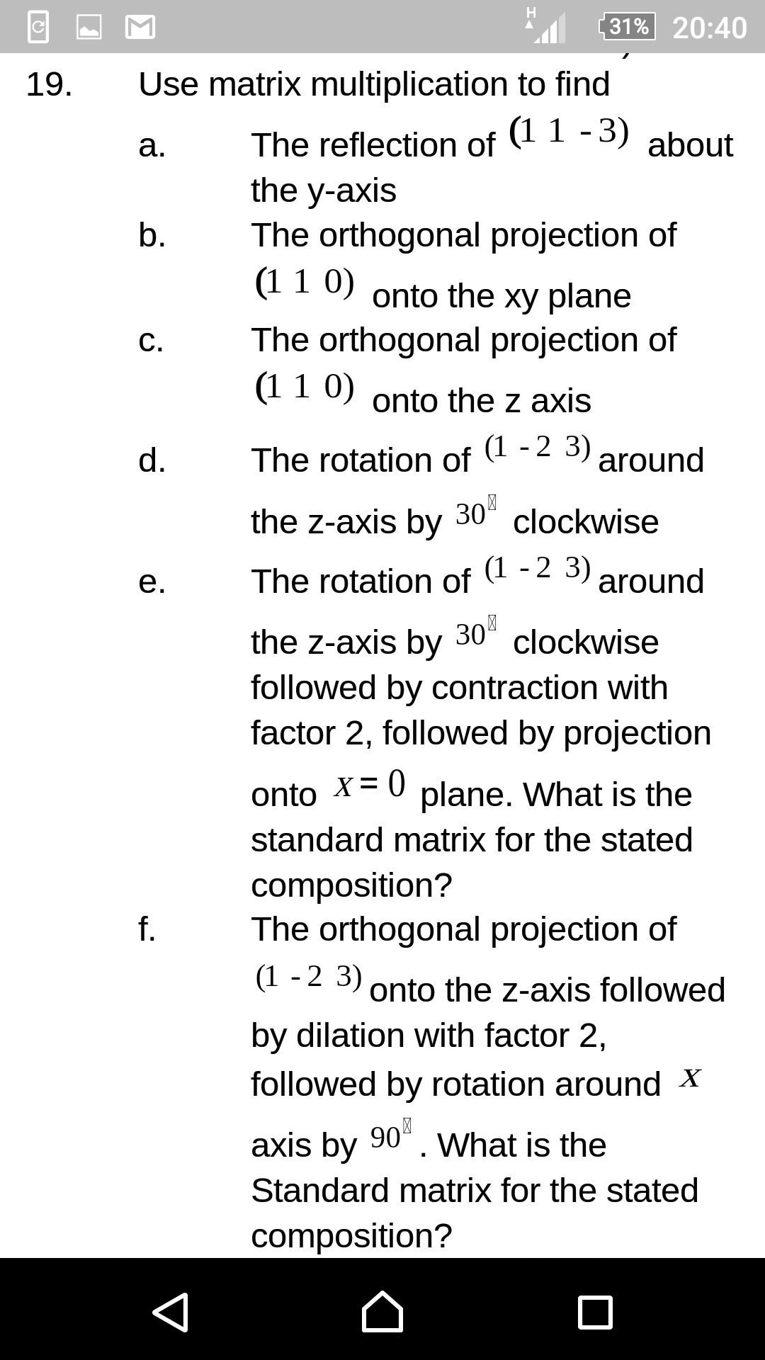 Solved Use matrix multiplication to find The reflection of | Chegg.com