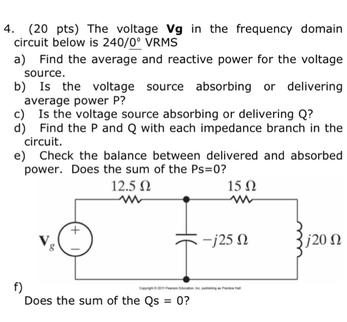 Solved The voltage Vg in the frequency domain circuit below | Chegg.com