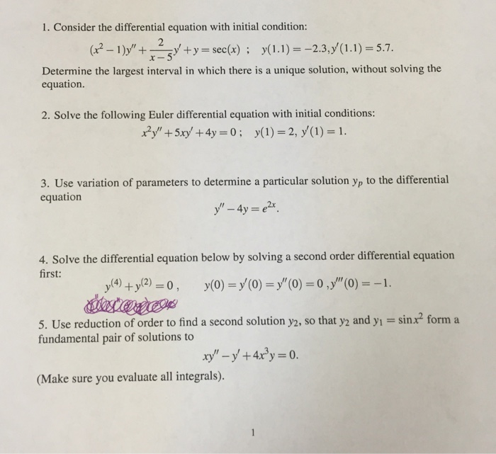 Solved 1. Consider the differential equation with initial | Chegg.com