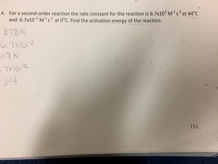 Solved For a second-order reaction the rate constant for the | Chegg.com