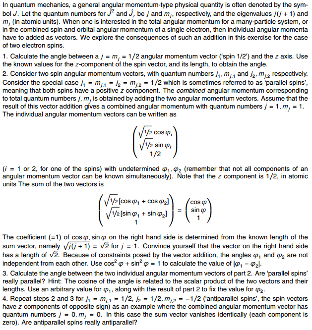 Solved In quantum mechanics, a general angular momentum-type | Chegg.com