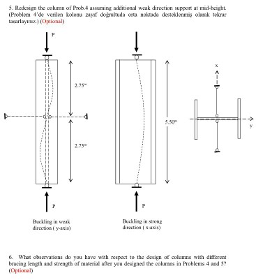 Redesign the column of Prob.4 assuming additional | Chegg.com