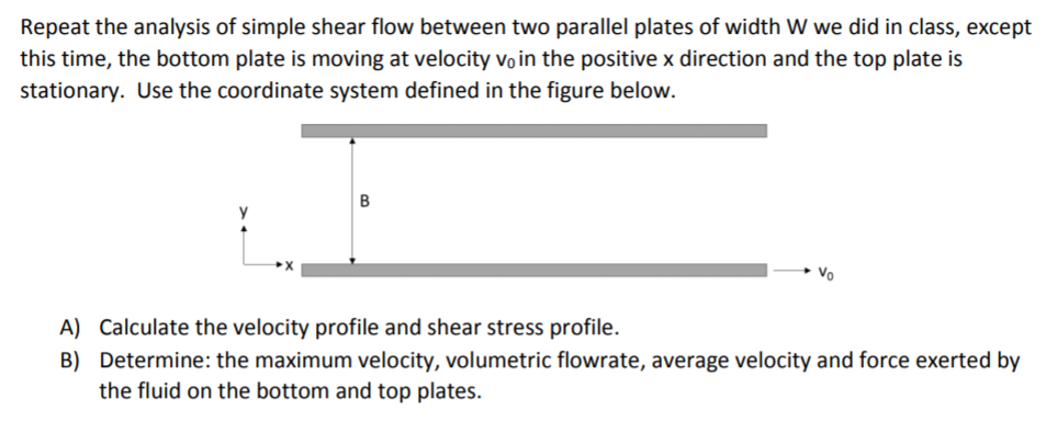 Repeat the analysis of simple shear flow between two | Chegg.com