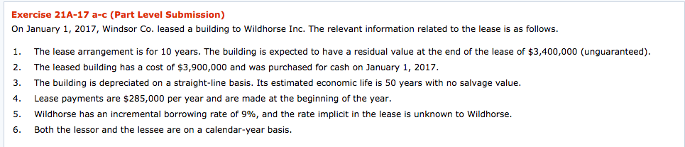 Solved Exercise 21A-17 a-c (Part Level Submission) On | Chegg.com