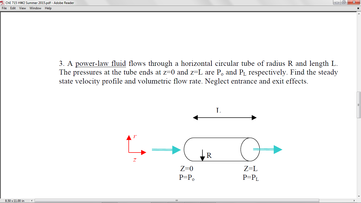 Solved 3. A power-law fluid flows through a horizontal | Chegg.com