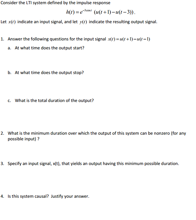Solved Consider the LTI system defined by the impulse | Chegg.com
