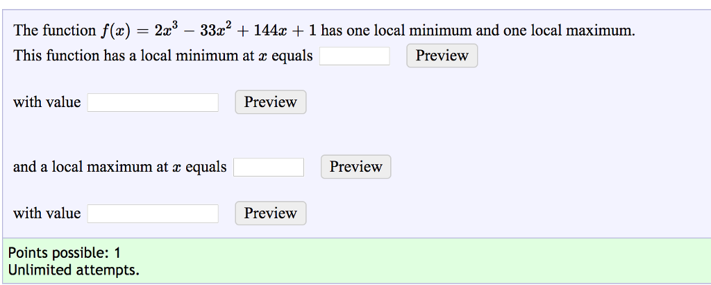 Solved The function f(x) = 2x^3 - 33x^2 + 144x + 1 has one | Chegg.com