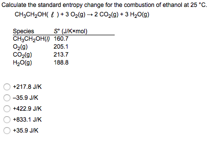 Solved Calculate the standard entropy change for the | Chegg.com