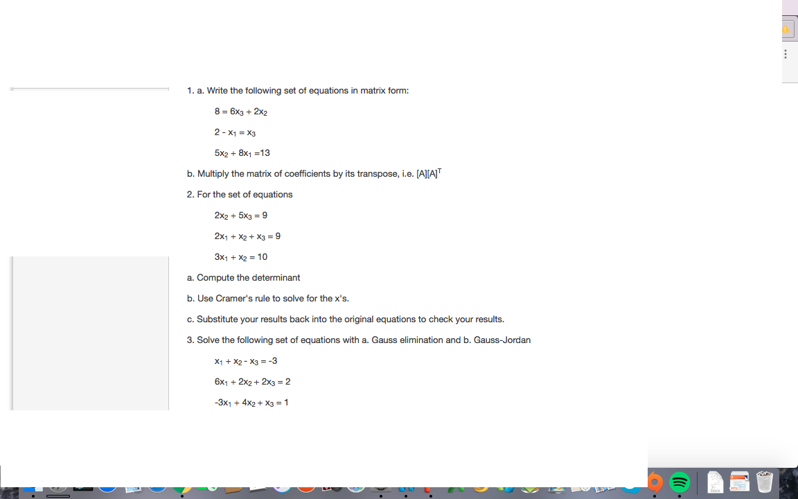 Solved Write The Following Set Of Equations In Matrix Form