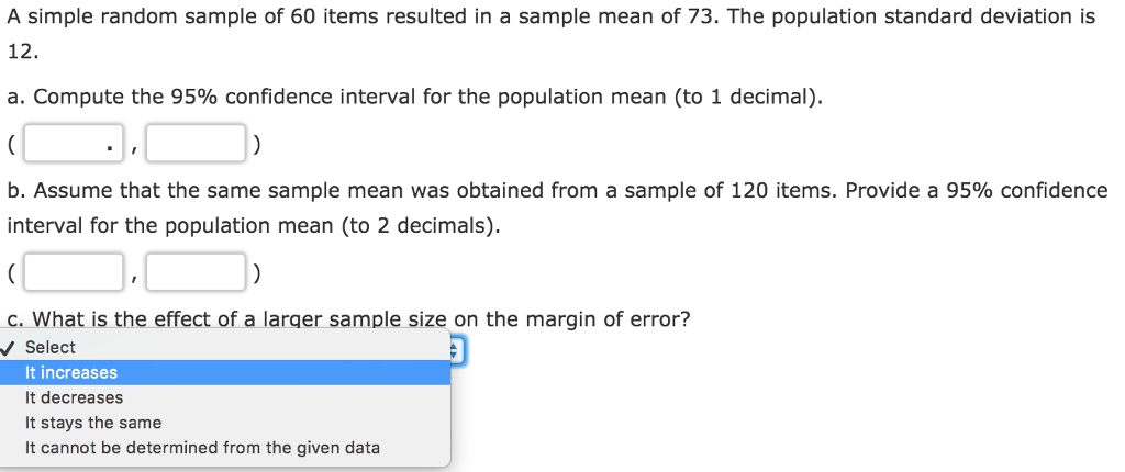 Solved A simple random sample of 60 items resulted in a | Chegg.com