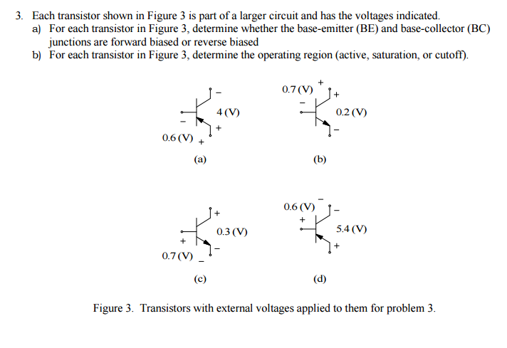 Solved 3. Each transistor shown in Figure 3 is part of a | Chegg.com