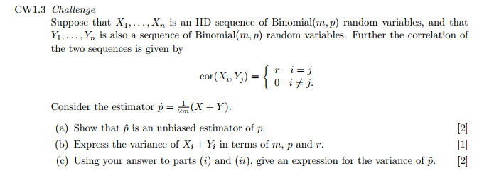 Solved CW1.3 Challenge Suppose that X1,..., Xn is an IID | Chegg.com