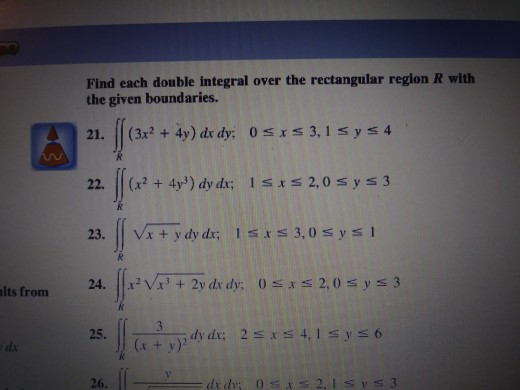 Solved Find each double integral over the rectangular region | Chegg.com
