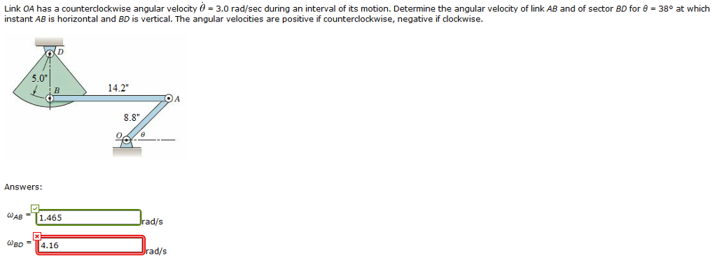 Solved Link OA has a counterclockwise angular velocity theta | Chegg.com