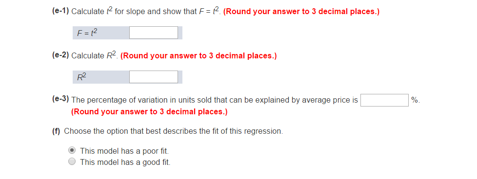 Solved Below is a regression using X average price, Y units | Chegg.com