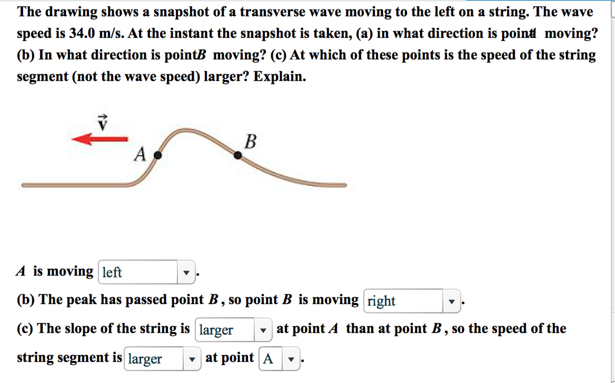 Solved The drawing shows a snapshot of a transverse wave | Chegg.com