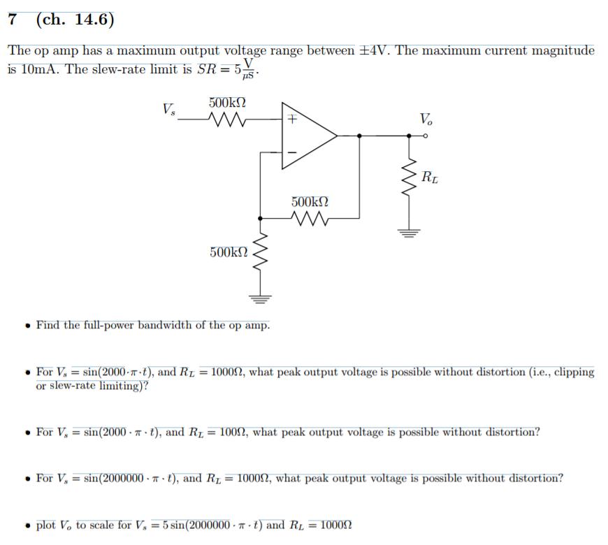 7 (ch. 14.6) The op amp has a maximum output voltage | Chegg.com