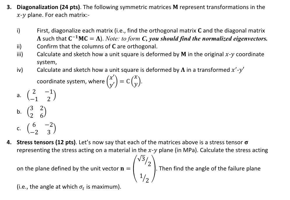 Solved The following symmetric matrices M represent | Chegg.com