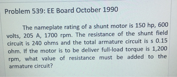 Solved EE Board October 1990 The nameplate rating of a | Chegg.com