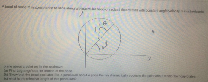 Solved A bead of mass M is constrained to slide along a | Chegg.com